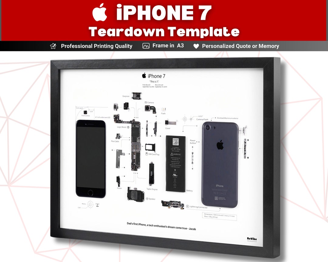 IPhone 7 Teardown Template Download , Download Disassembled iPhone 7 Framed Blueprint ...