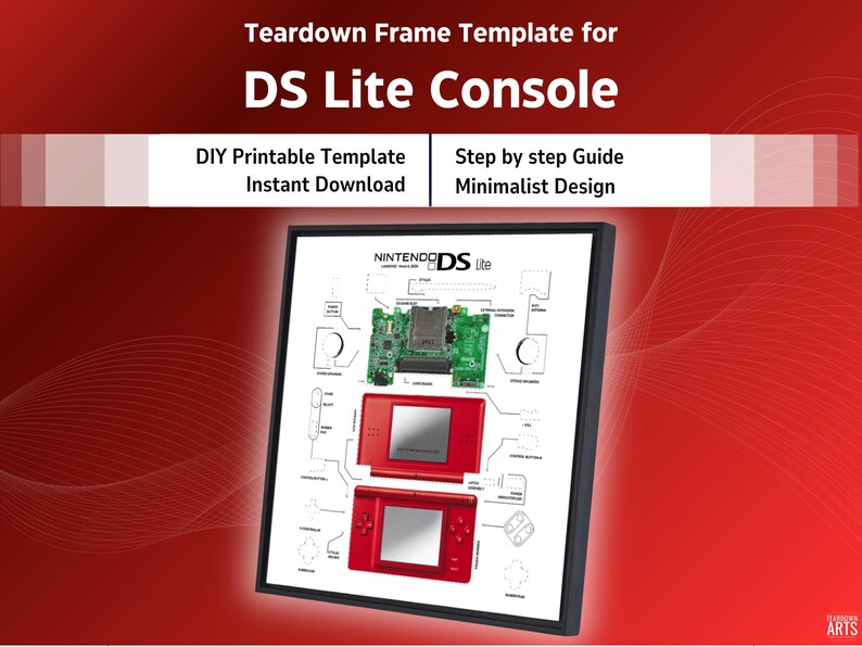 DS Lite Teardown Template, Printable Game Console Frame Art (digital ...
