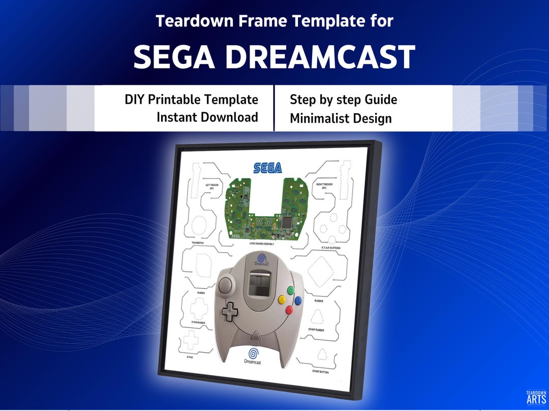 Dreamcast Controller Teardown Template: DIY Framed Print (digital ...