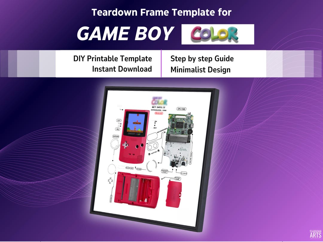 Game Boy Color Teardown Template | Download Print Ready Gameboy Art ...