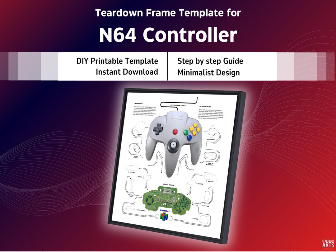N64 Controller Teardown Template | DIY Frame Art (digital Download) - Etsy