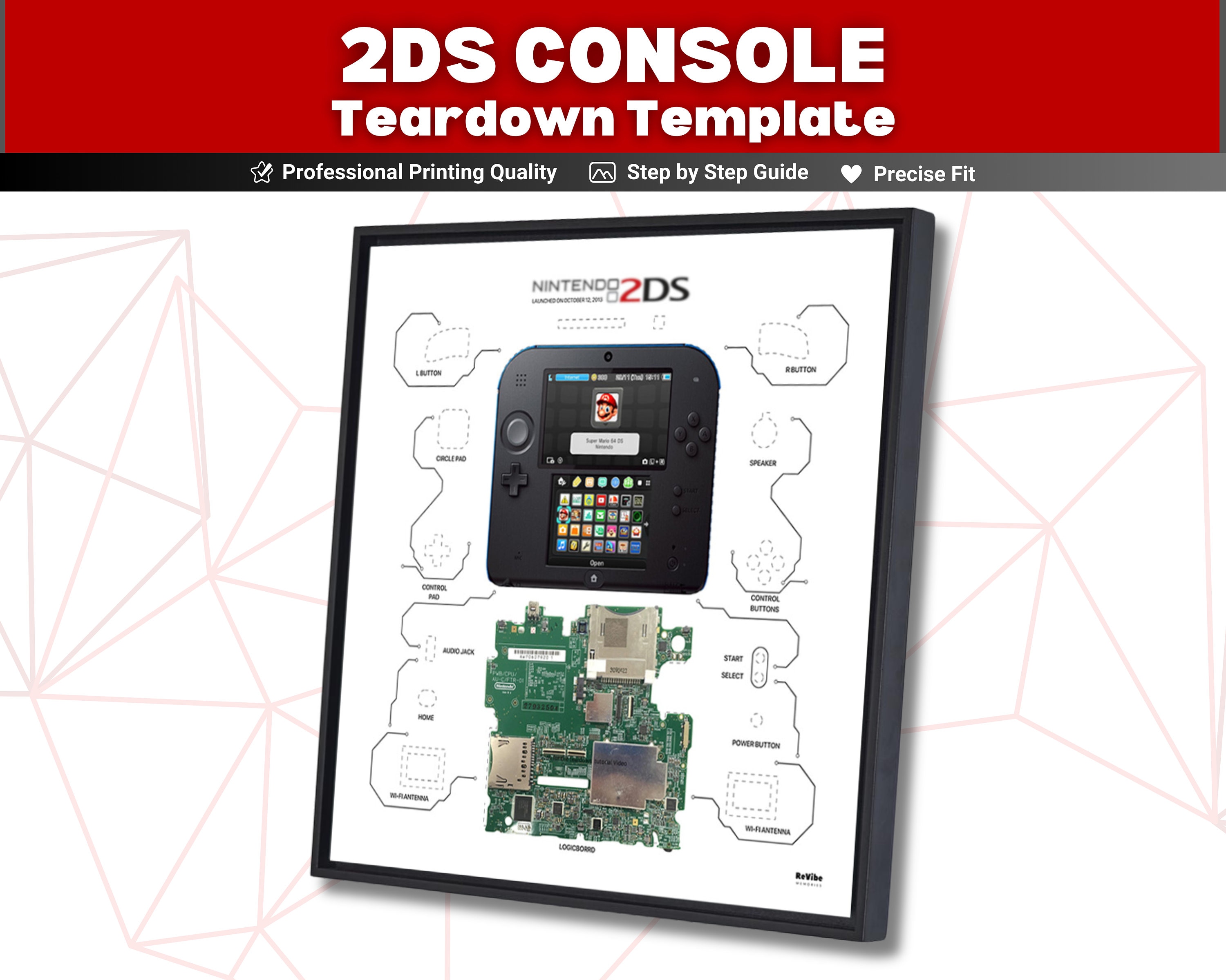 2DS Teardown Template Download , 2DS Game Console Teardown Template DIY ...