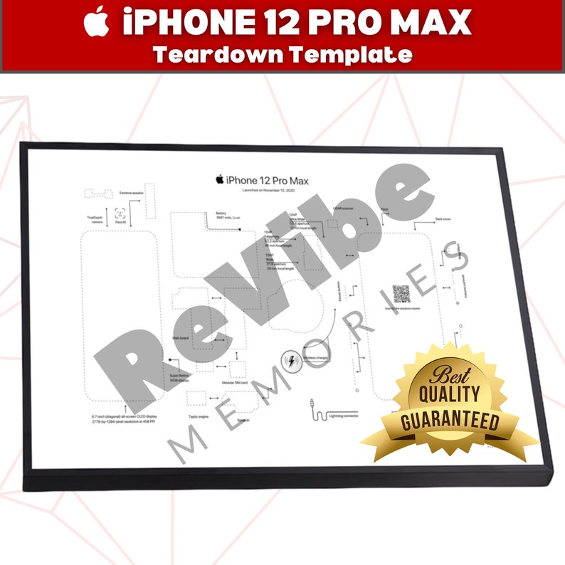IPhone 12 Pro Max Teardown Template Download Blueprint Gerahmtes iPhone ...