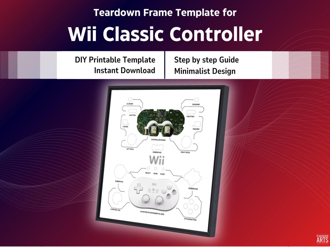 Wii Classic Controller Teardown Template | DIY Frame Art (digital ...