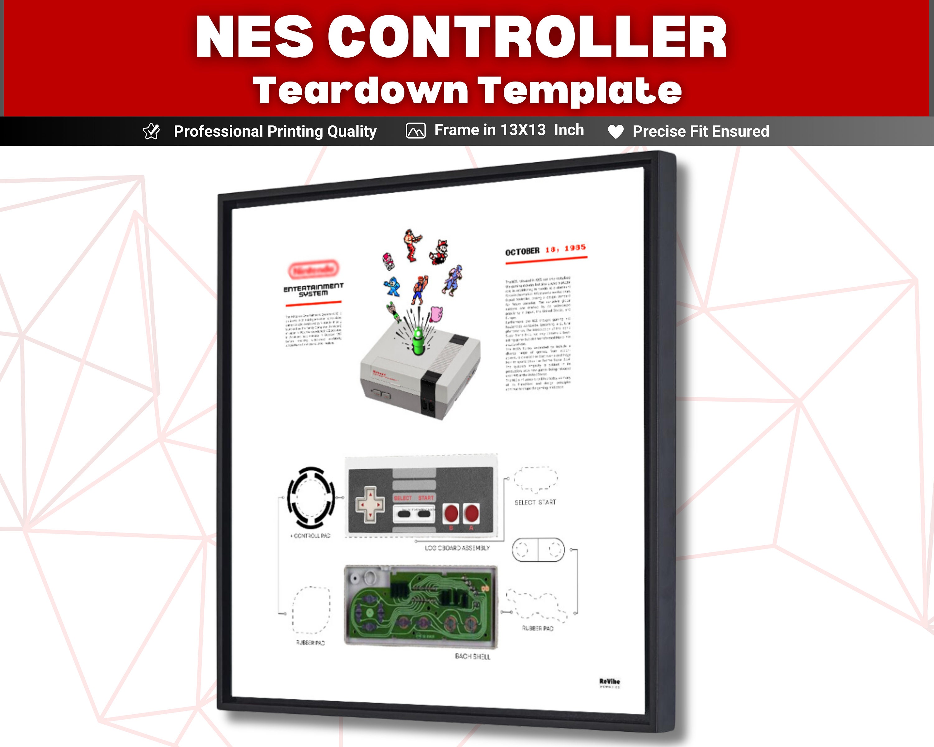 NES Controller Teardown Template Download , 1985 NES Game Console ...