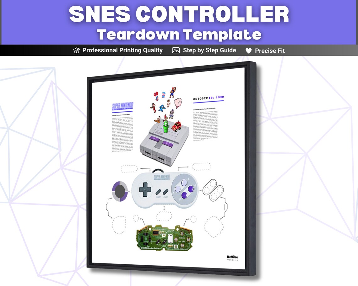 SNES Controller Teardown Template Download , 1990 SNES Game Console ...