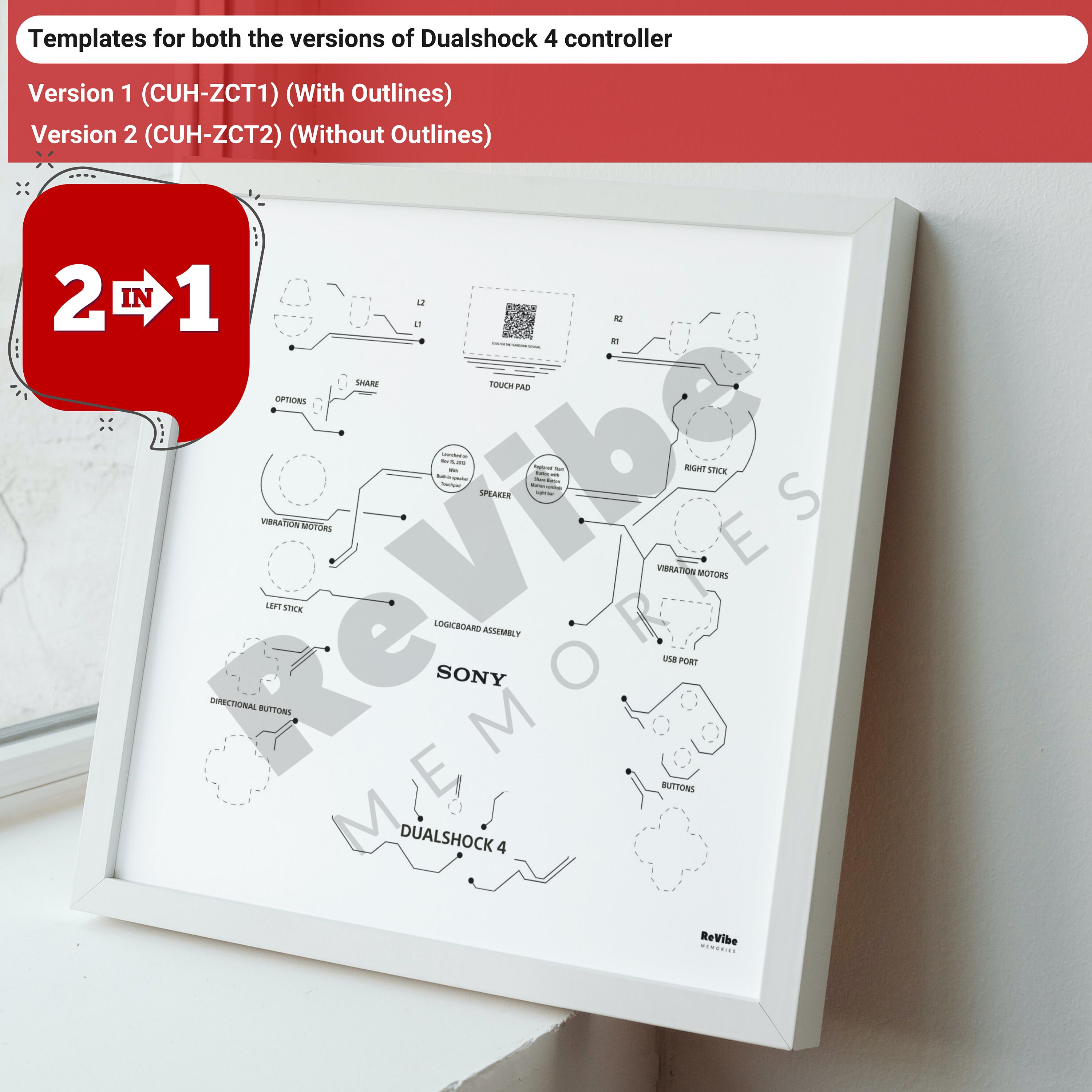 DUALSHOCK 4 Teardown Template Download , Playstation 4 Controller Frame ...