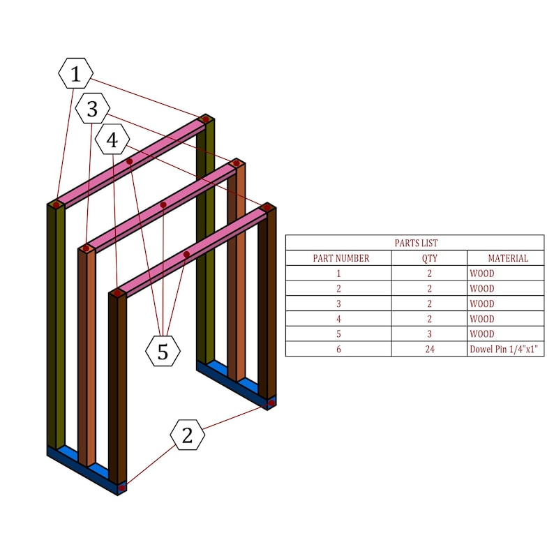 DIY Wooden Towel Rack Plans | Parts List & Instructions - Etsy