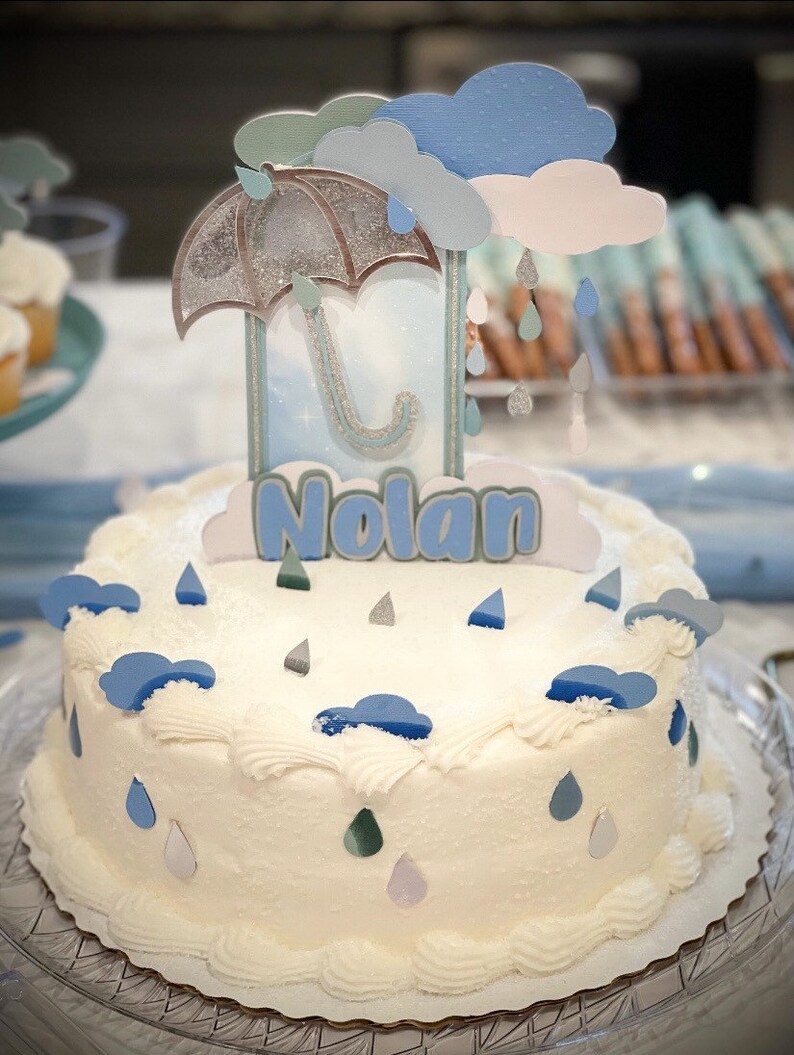 Clouds and Rain Cake Topper Baby Shower Cake Topper Rainbow - Etsy