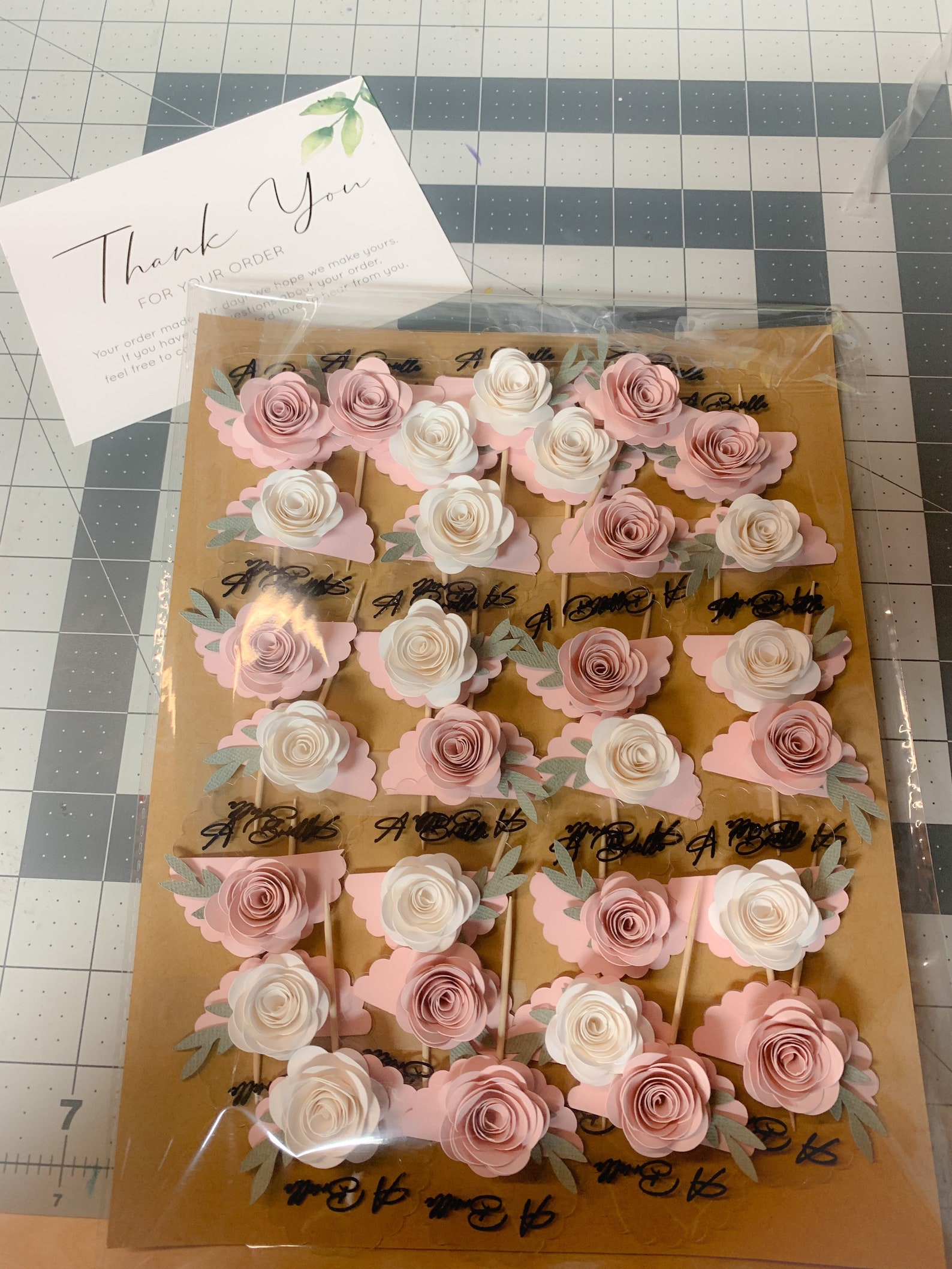 Rose Cupcake Topper Floral Cupcake Topper Babyshower Cupcake - Etsy