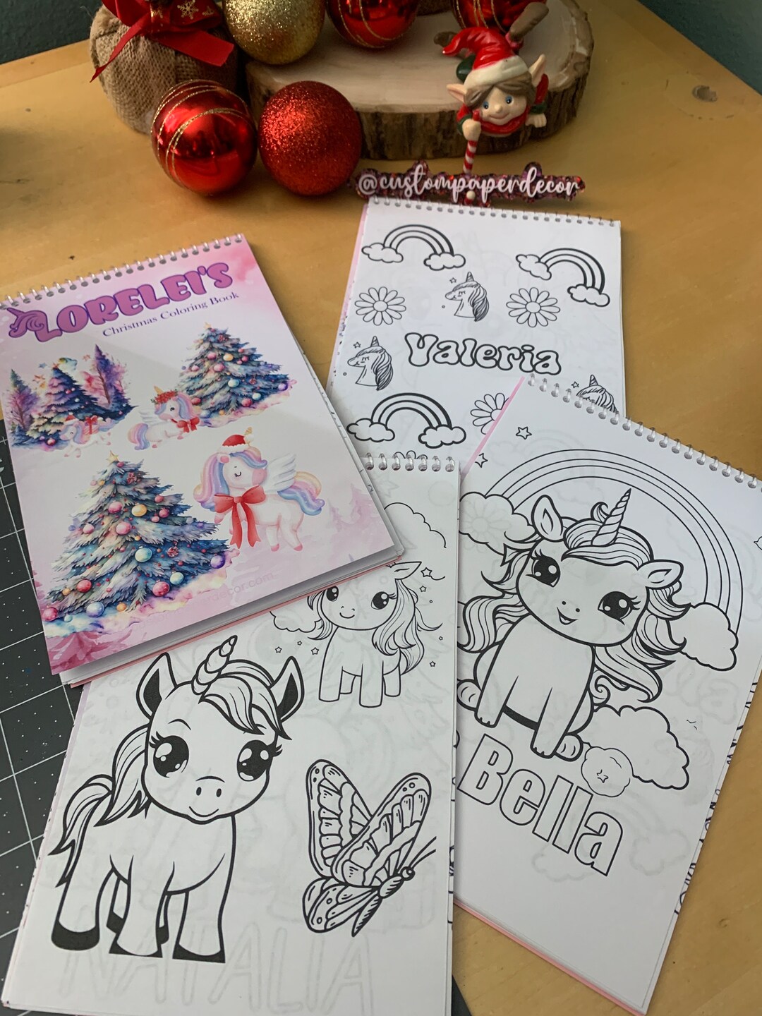 Unicorn Coloring Book, Personalized Coloring Book, Christmas Coloring ...