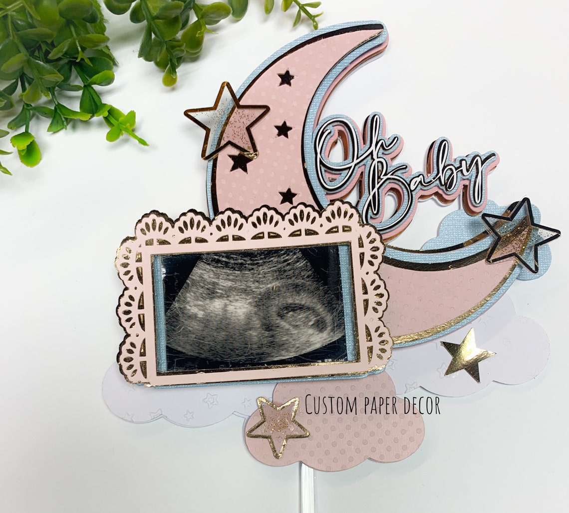 Oh Baby Moon Cake Topper: Ultrasound Picture Frame, Gender Reveal - Etsy