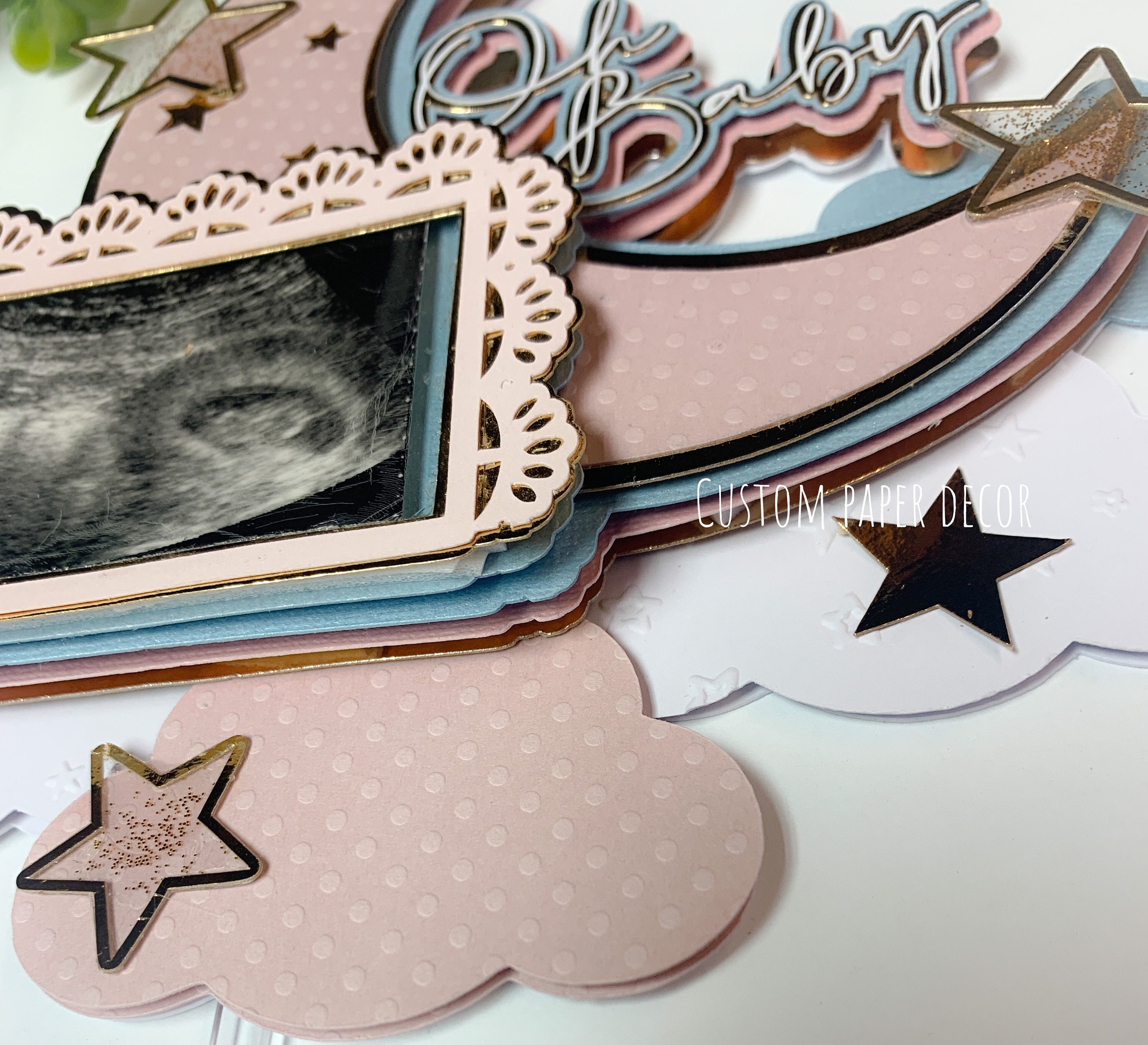 Oh Baby Moon Cake Topper: Ultrasound Picture Frame, Gender Reveal - Etsy