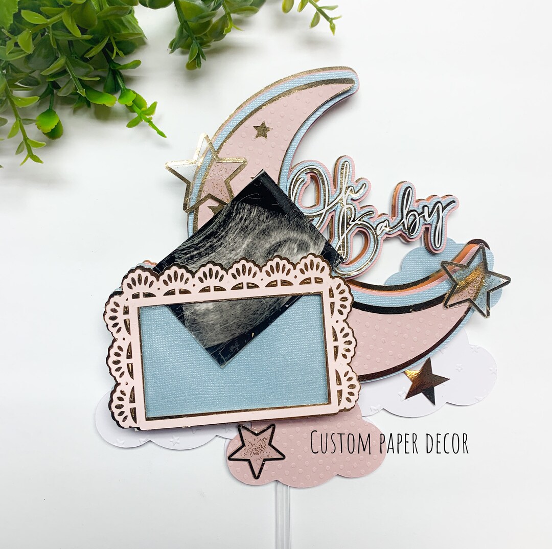Oh Baby Moon Cake Topper: Ultrasound Picture Frame, Gender Reveal - Etsy