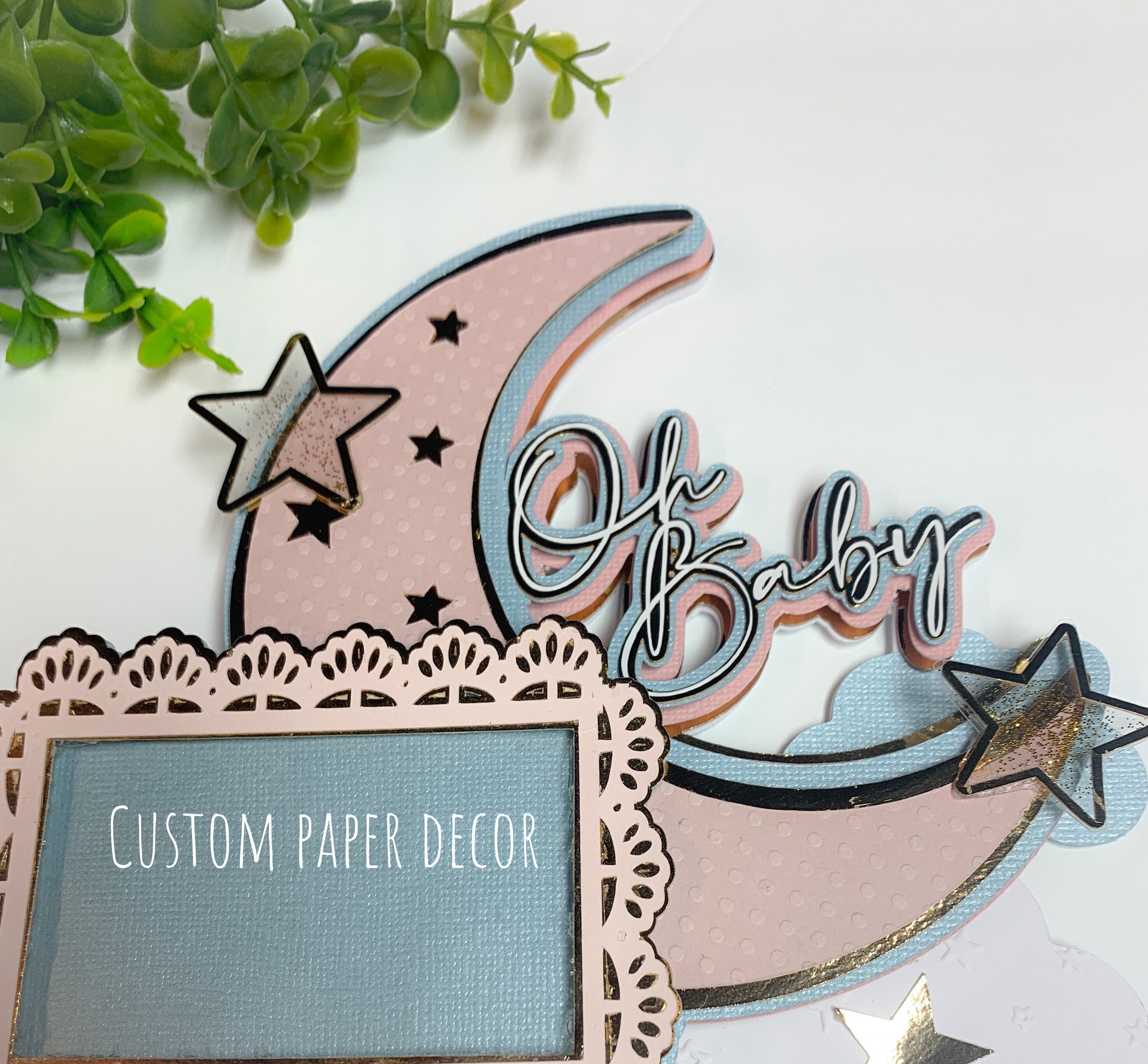 Oh Baby Moon Cake Topper: Ultrasound Picture Frame, Gender Reveal - Etsy