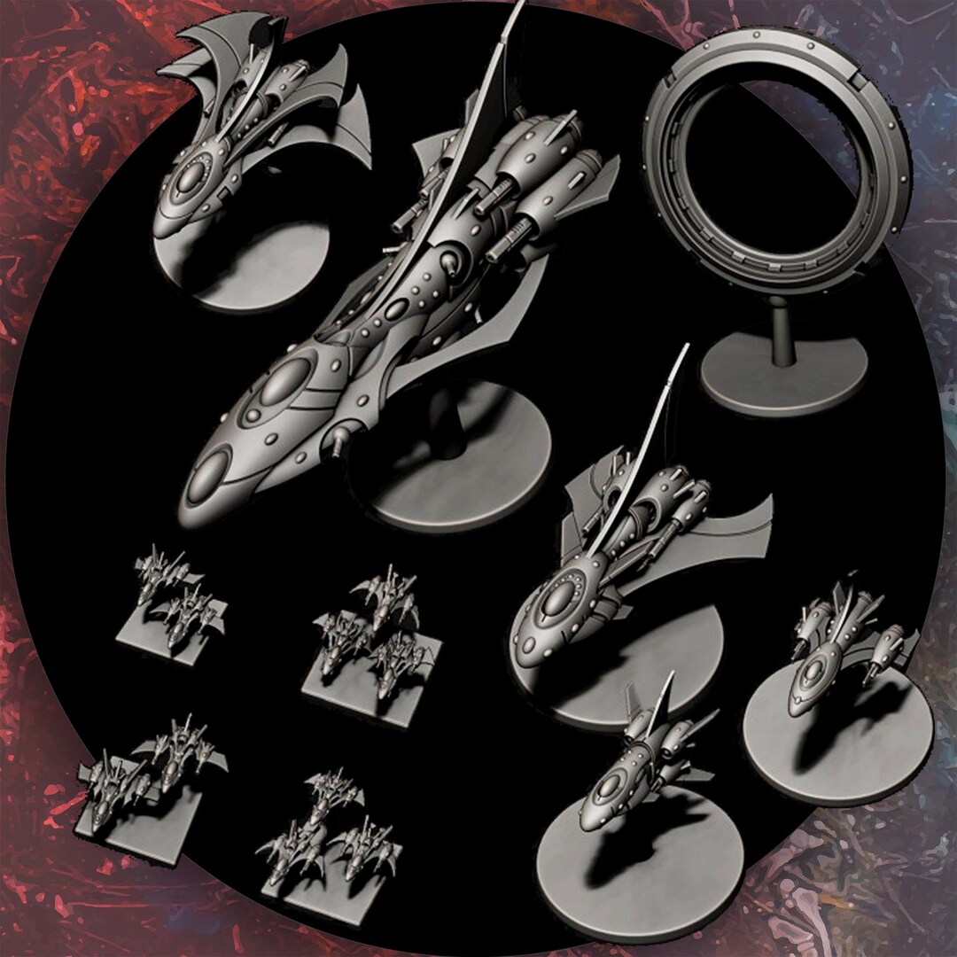 Tech Elves Fleet Space Ships Battlefleet Gothic Proxy Miniatures Sci-fi ...