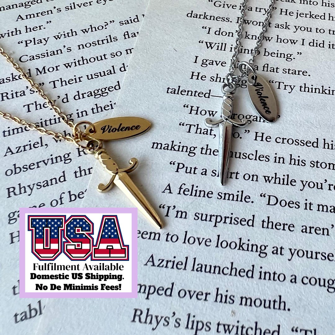 Fourth Wing Violet Dagger Necklace Officially Licensed | Dragon Rider ...