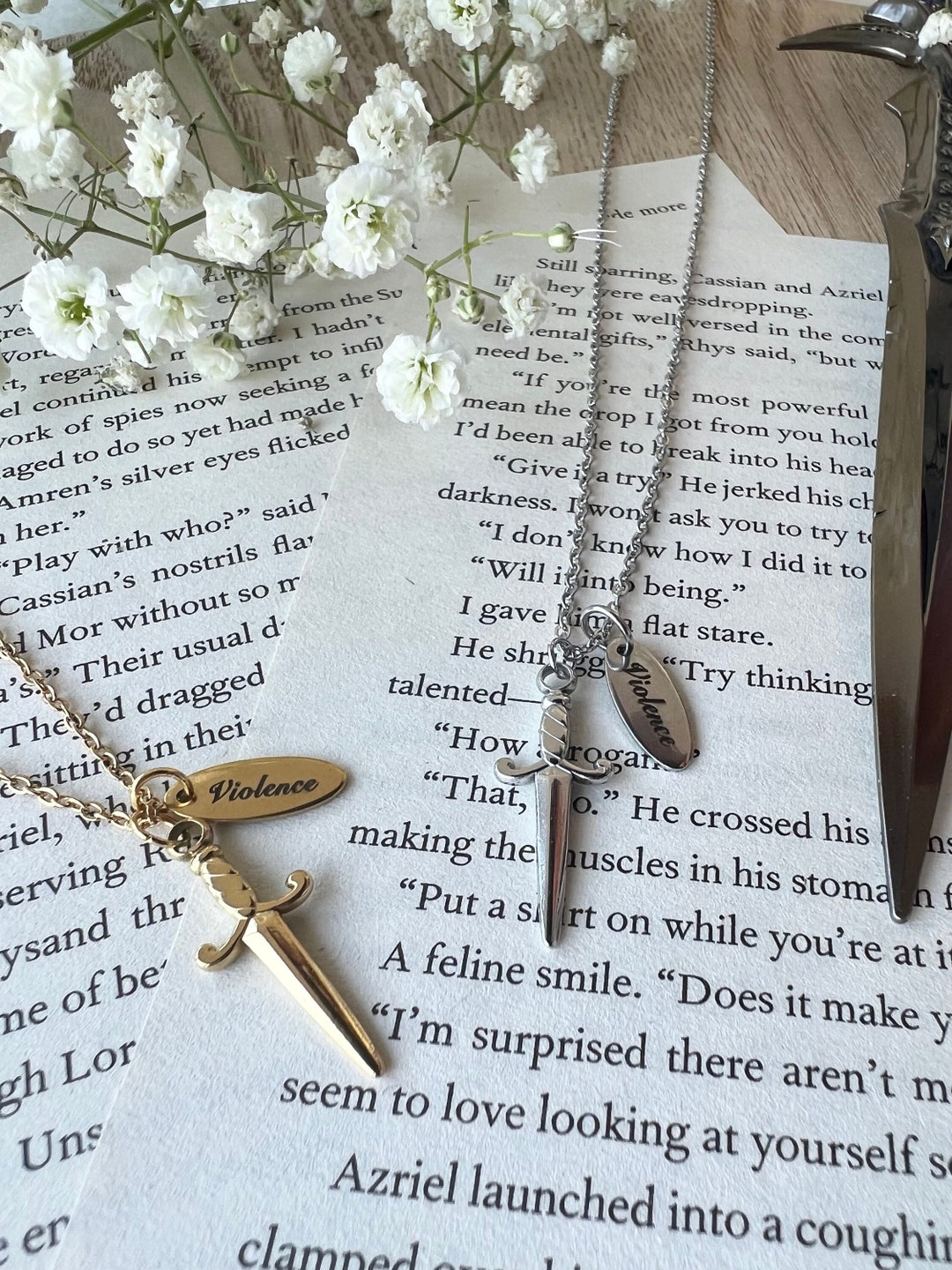 Fourth Wing Violet Dagger Necklace Officially Licensed | Dragon Rider ...