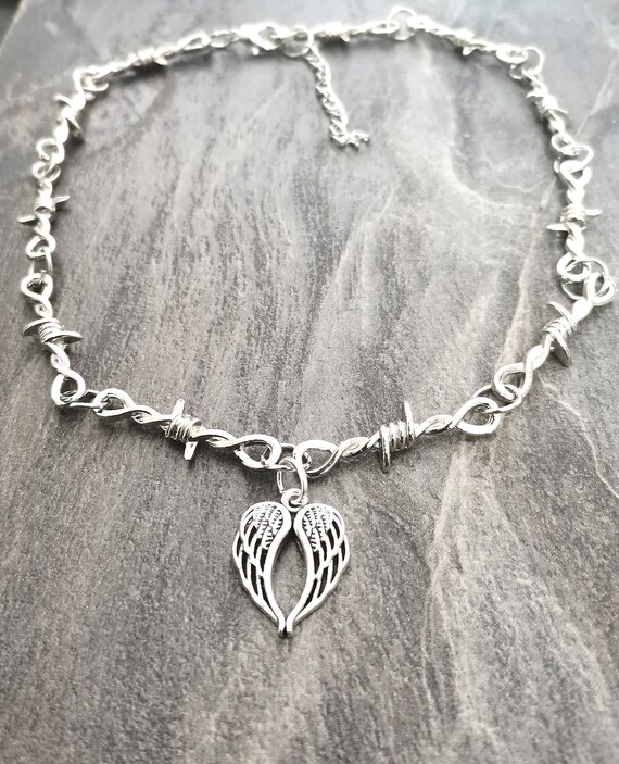 Wing Barbed Wire Choker Wing Barbed Wire Necklace Wing | Etsy