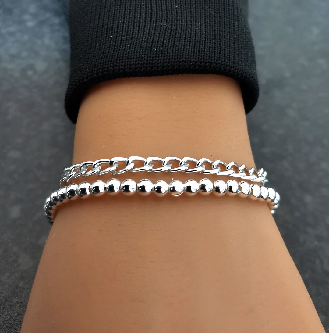 Two Chain Bracelet Two Layer Bracelet Ladies Chain Bracelet - Etsy