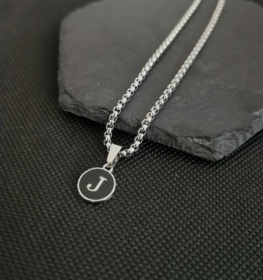 Mens Alphabet Necklace, Pendant Letter Necklace, Monogram Custom ...