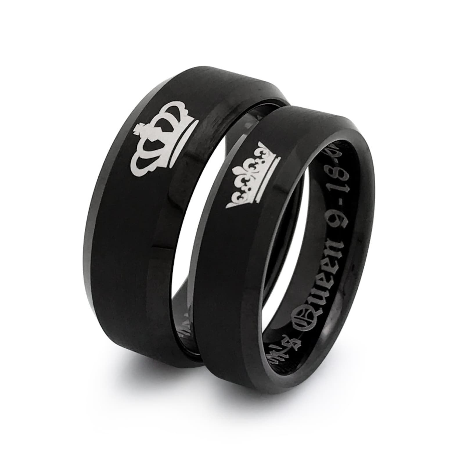 Titanium Rings King and Queen Rings Personalized His & Hers - Etsy