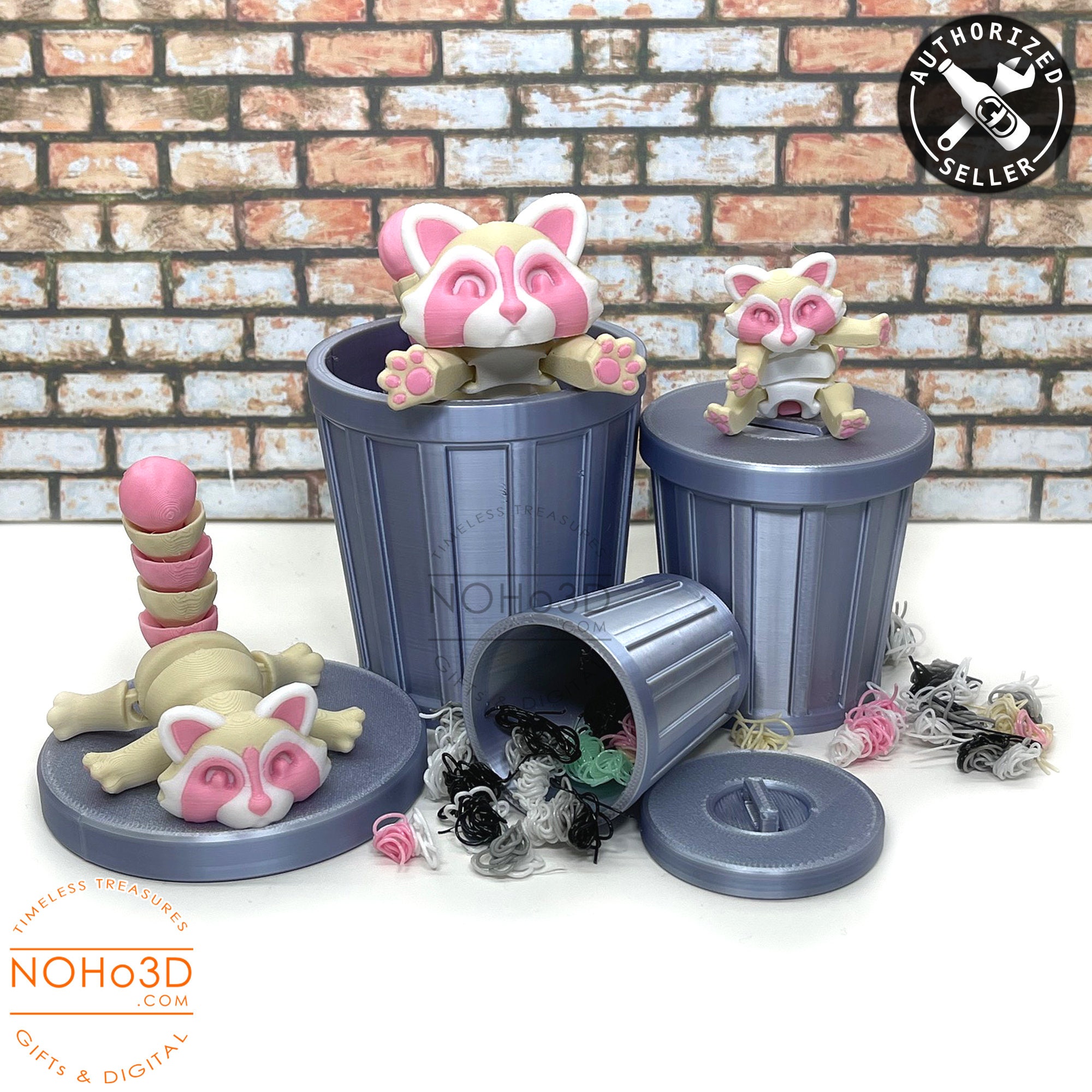 Articulated Racoon With Trash Can, 3D Printed Strawberry Milk Racoon ...