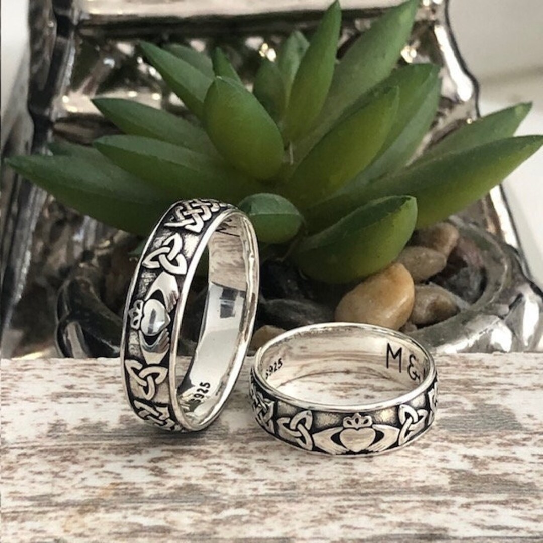 Claddagh Ring Set Personalized Engagement Ring 6mm - Etsy