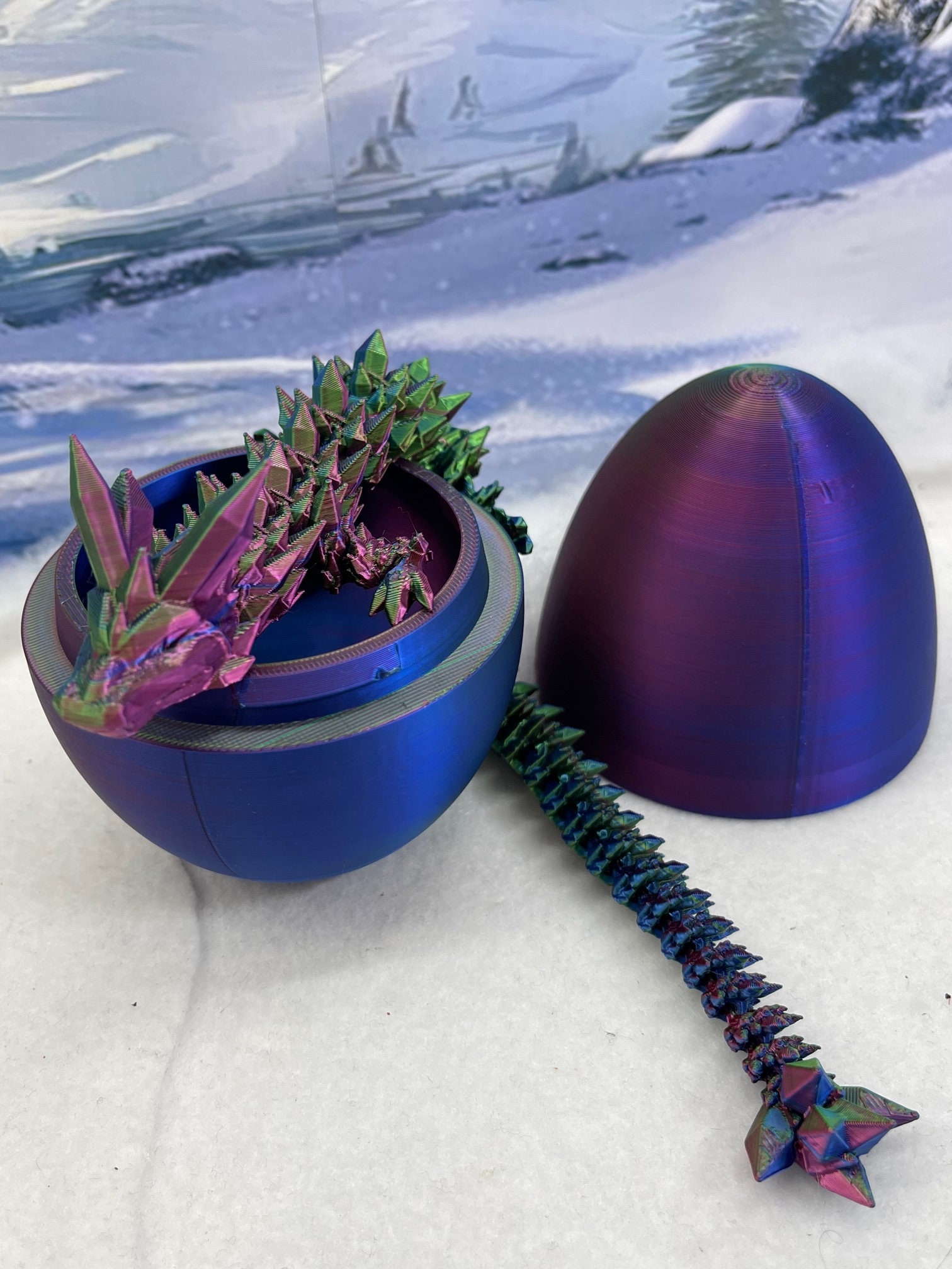 12in Crystal Dragon With Dragon Egg, 3D Articulated Dragon With Egg ...