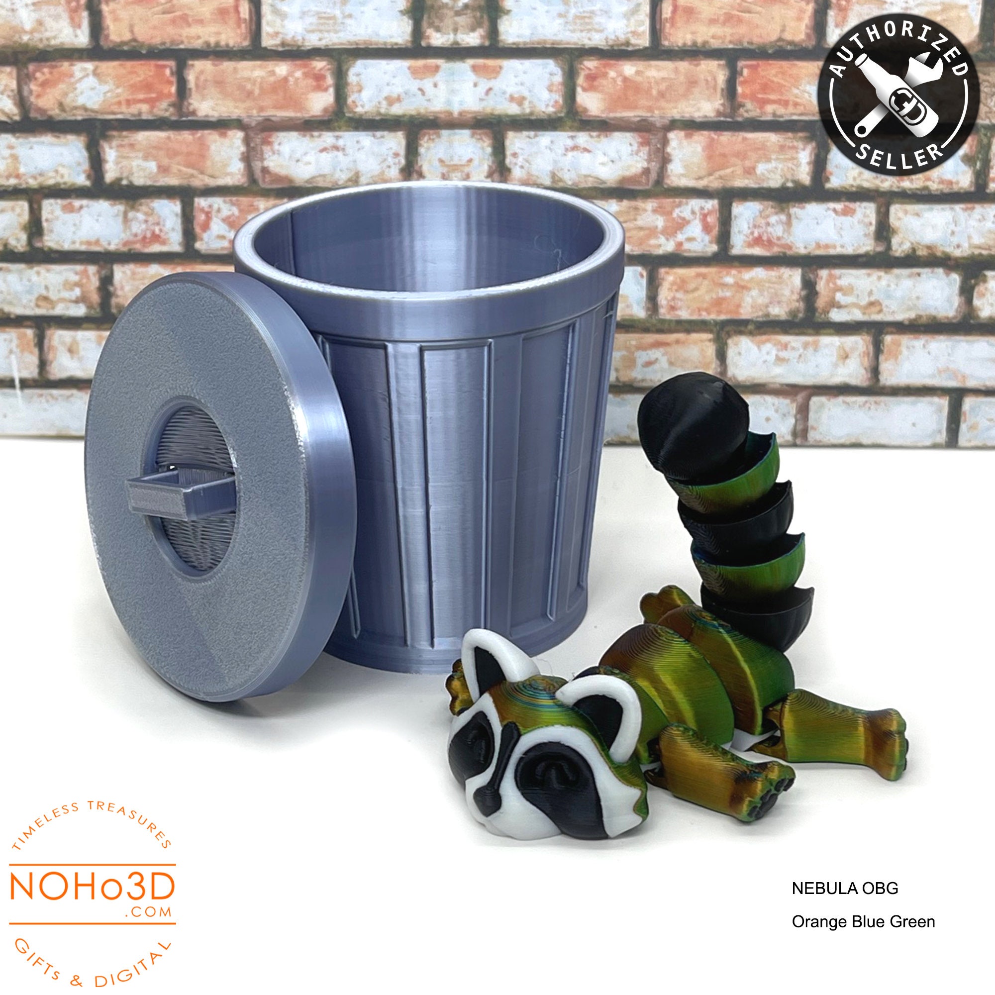 Articulated Racoon With Trash Can, 3D Printed Nebula Color Racoon ...