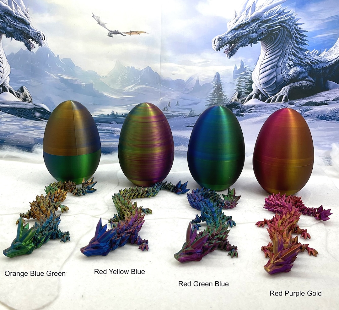 12in Crystal Dragon With Dragon Egg, 3D Articulated Dragon With Egg ...