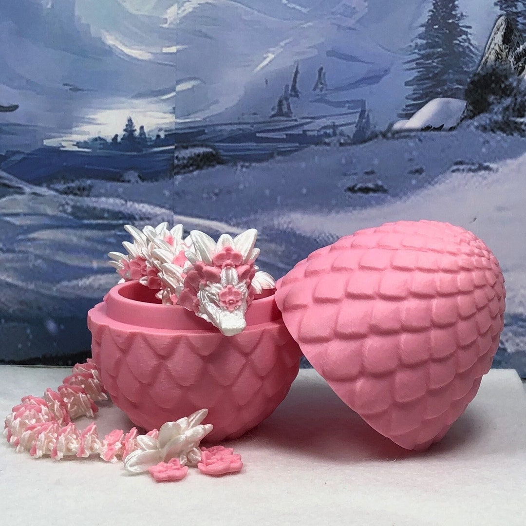 Orchid Dragon, 3D Printed Articulated Dragon, Pink and White Orchid ...