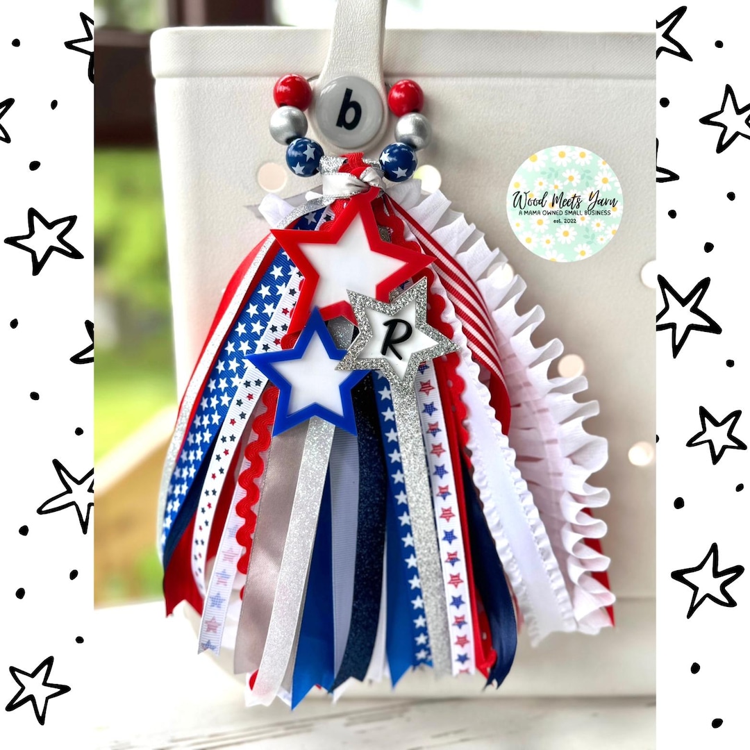 Red, White & Blue Star Charm Tassel | Patriotic Bag Tag | 4th of July ...