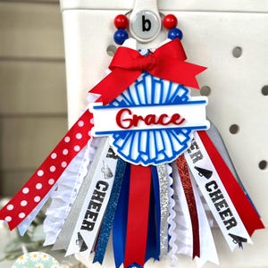 Personalized Cheer Pompom Tassel Tag With Bow, Cheerleader Sport Duffel ...
