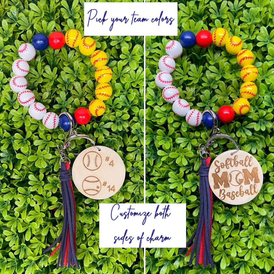 Personalized Baseball, Softball, Split Ball Keychain, Wristlet for Mom ...