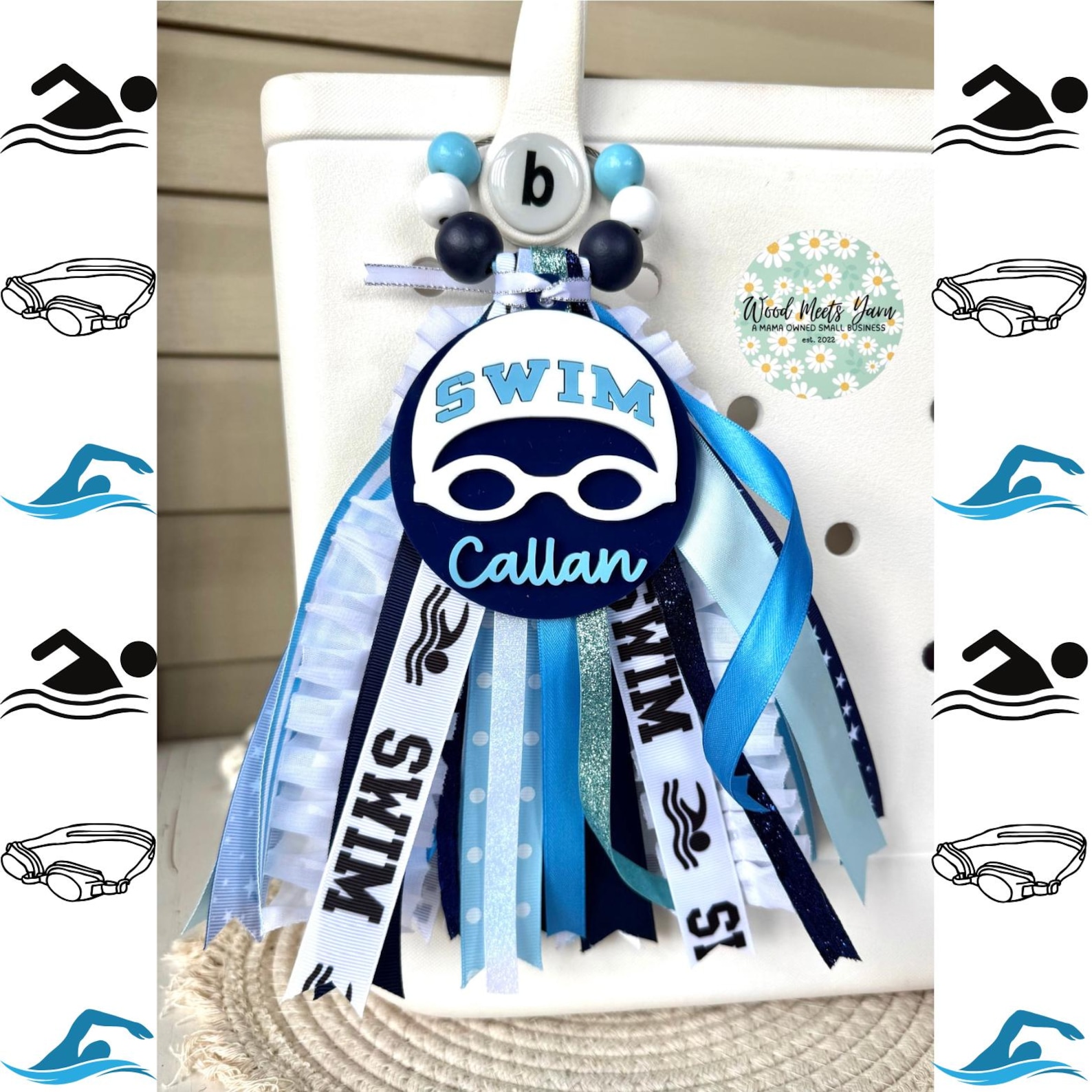 Swim Tassel Charm - Personalized Swimmer Bag Tag, Pool Bag Accessory ...