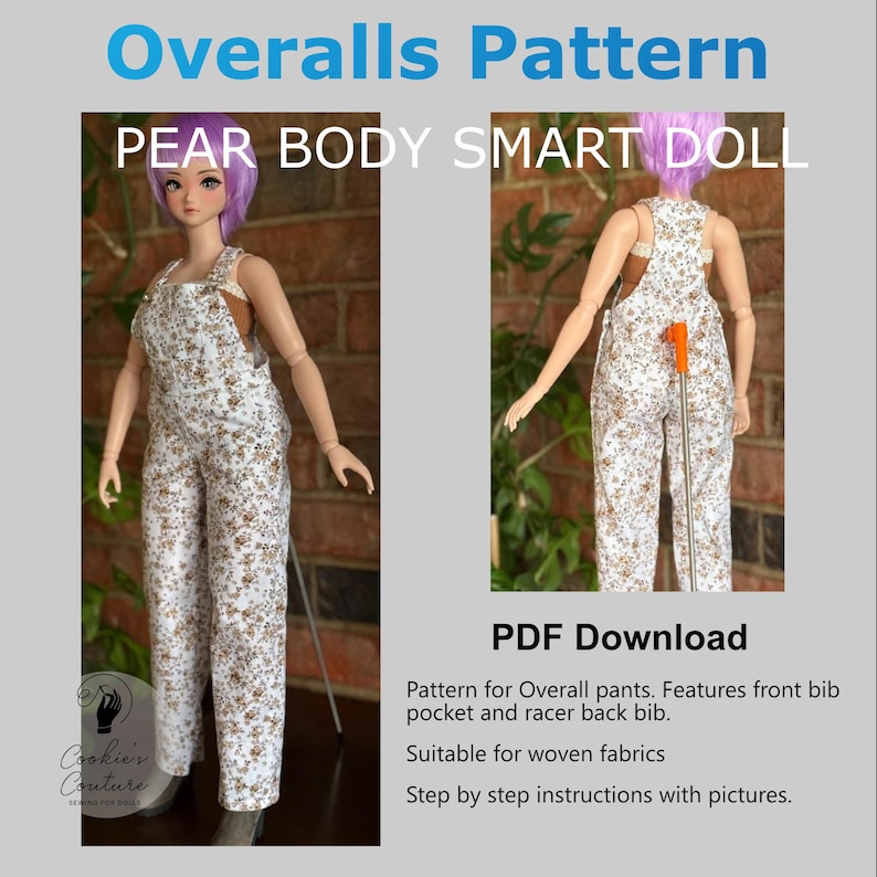 PDF Pattern: Overalls Pants for Pear Body Smart Doll - Etsy