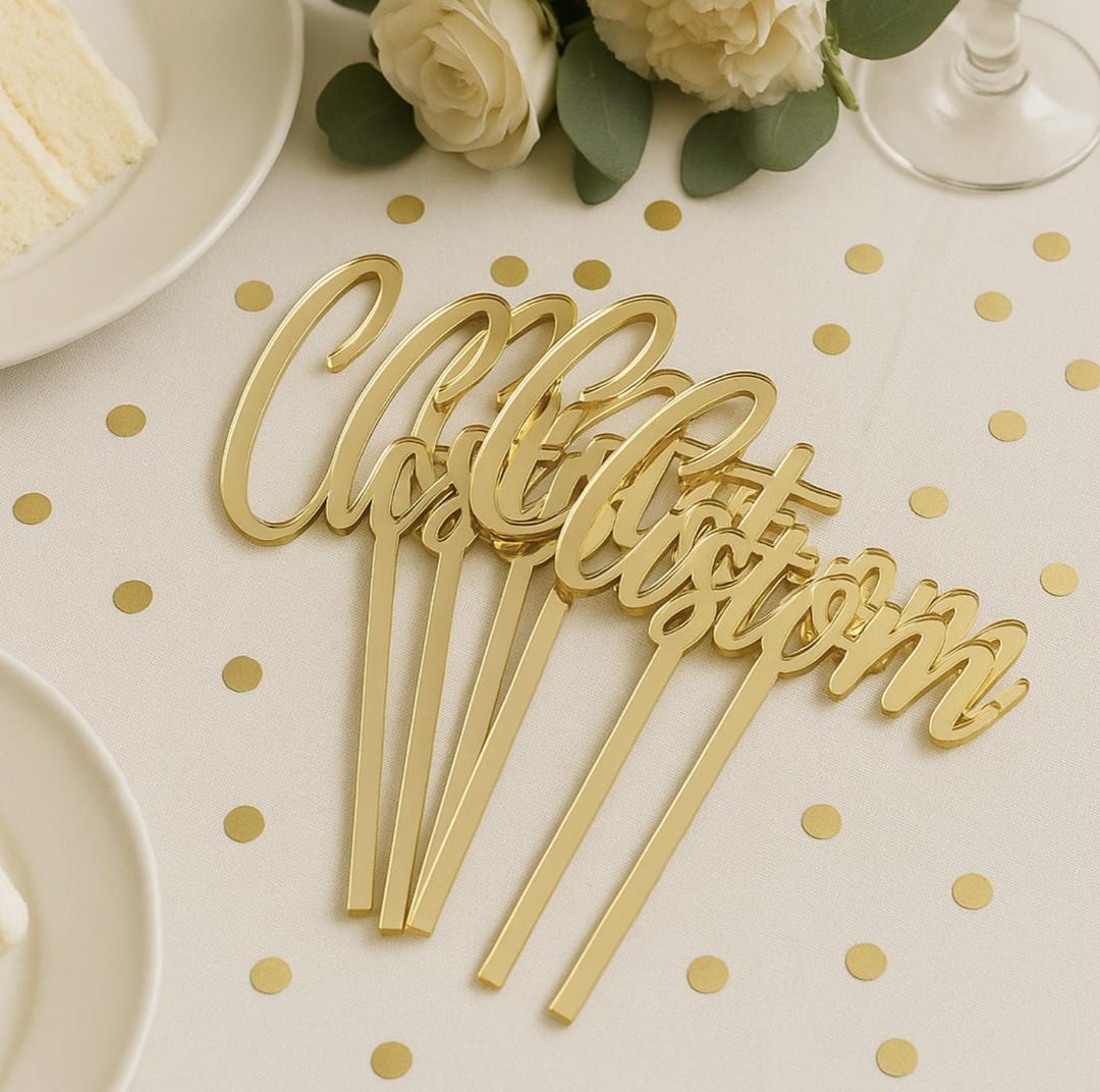 Custom Acrylic and Wood Cake Toppers, Personalized Wedding or Birthday ...