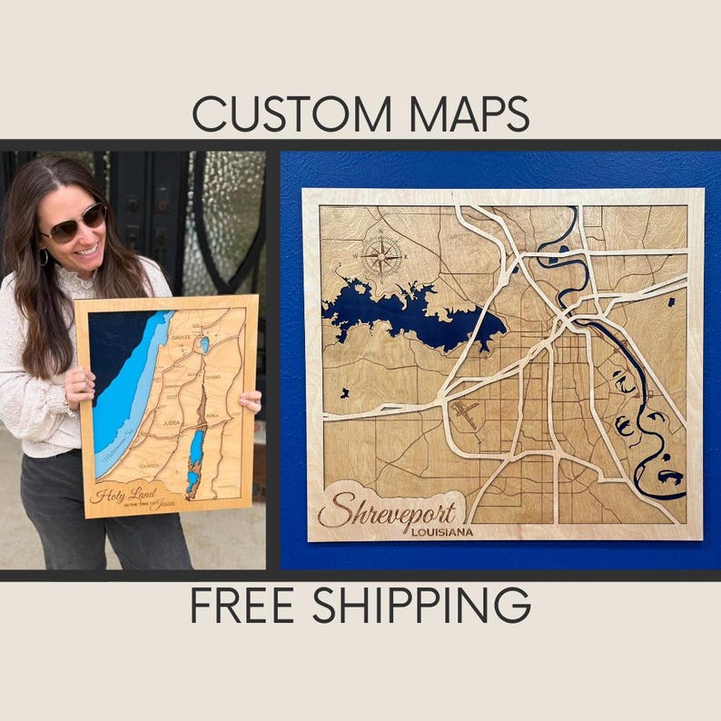 Custom Laser-engraved Local Area Maps - Engraved Wooden Map ...