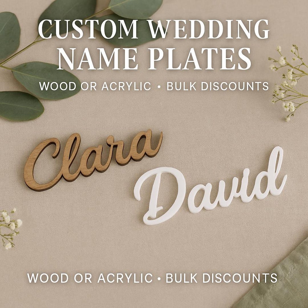 Personalized Acrylic or Wood Name Place Cards: Laser Cut Wedding Decor ...