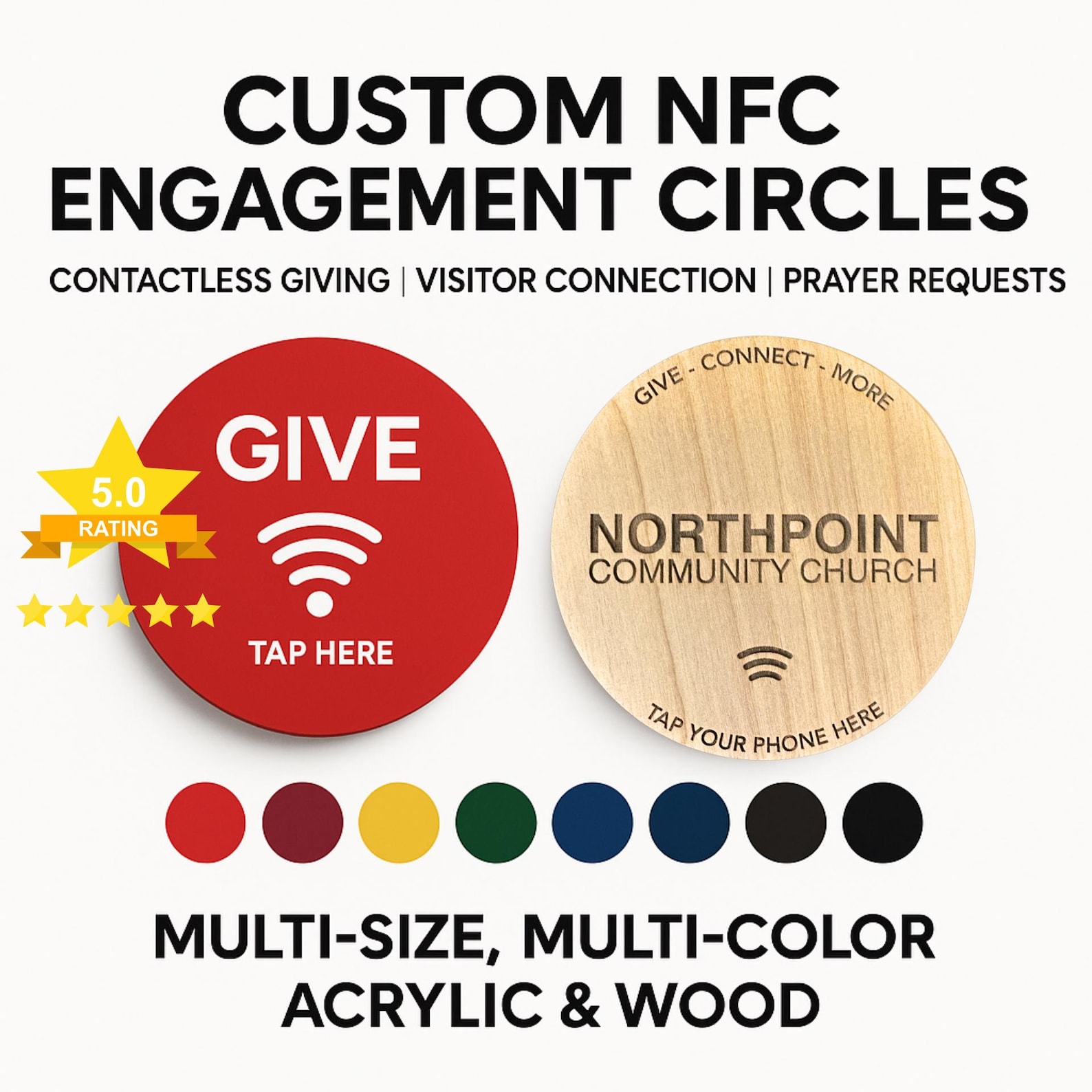 Custom NFC Donation Tag, Tap to Donate Church Circle - Etsy