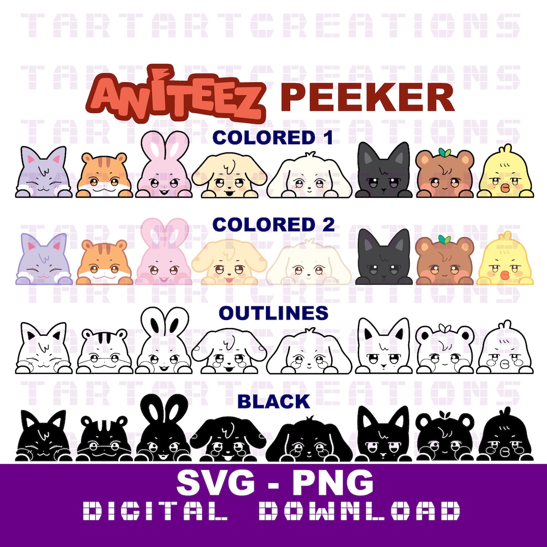 Ateez ANITEEZ Heads Peeking SVG Cut File for Cricut and Silhouette ...
