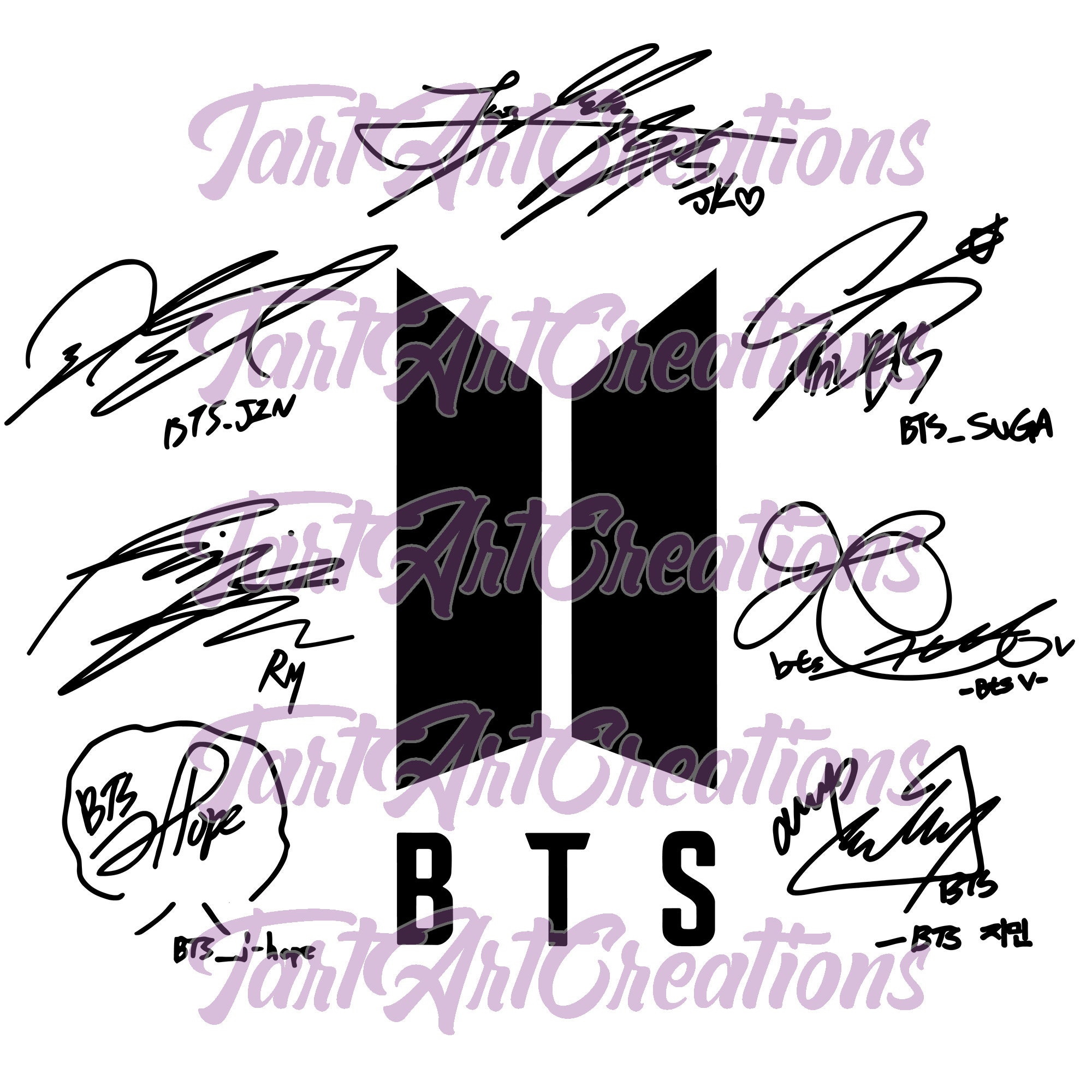 BTS Signatures BUNDLE SVG Cut File for Cricut Silhouette - Etsy