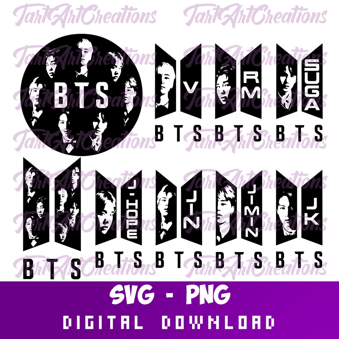 BTS Silhouette Logo Bundle Svg Cut File for Cricut, Silhouette, Bts Clipart, Bts Members, Bts ...