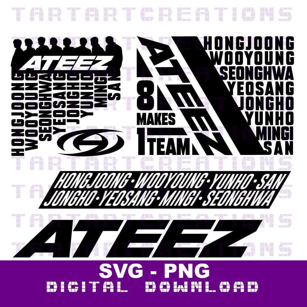 ATEEZ Kpop Names SVG PNG Cut File: Atiny Vinyl Prints (digital Download ...
