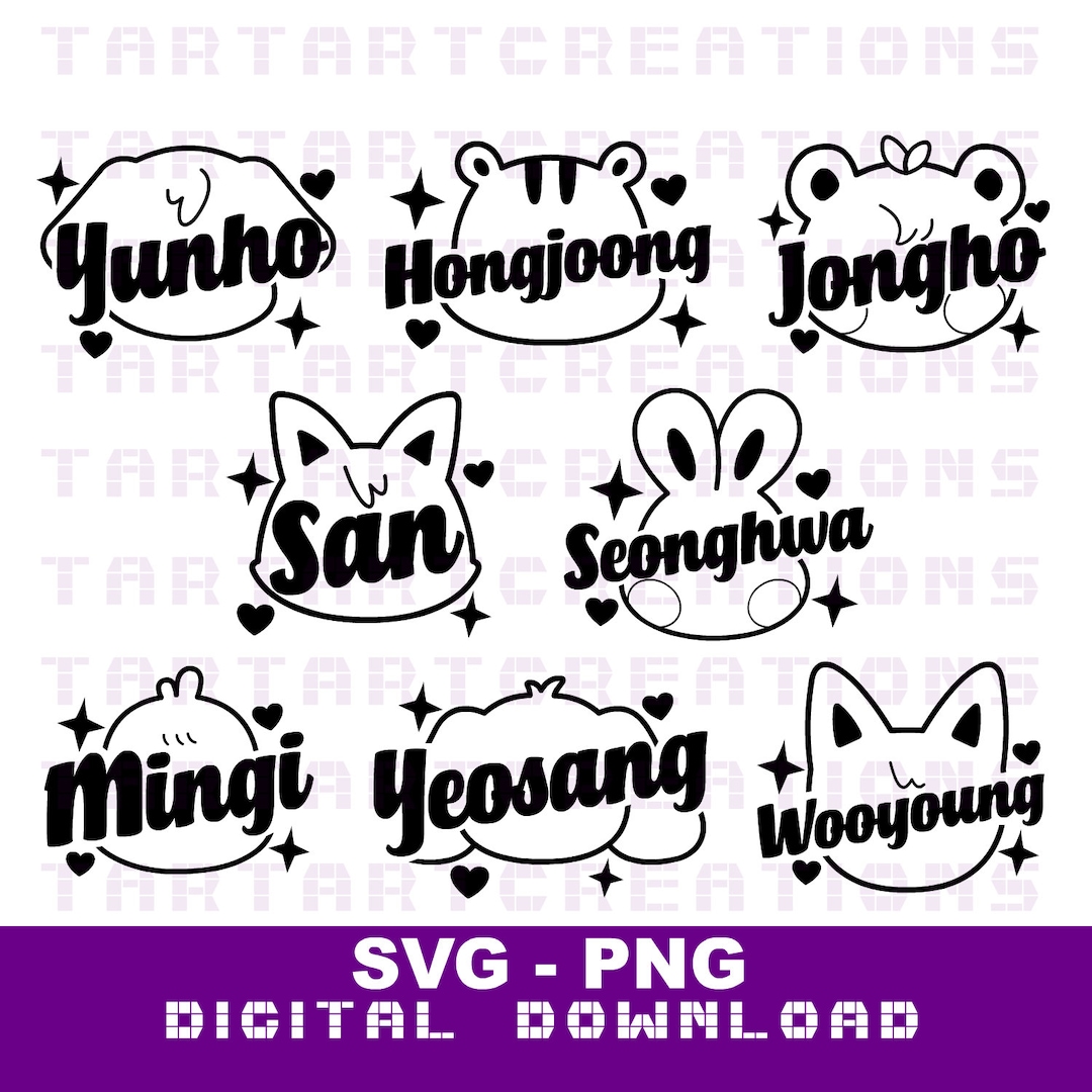 Ateez ANITEEZ Names SVG Cut File for Cricut and Silhouette, Ateez ...