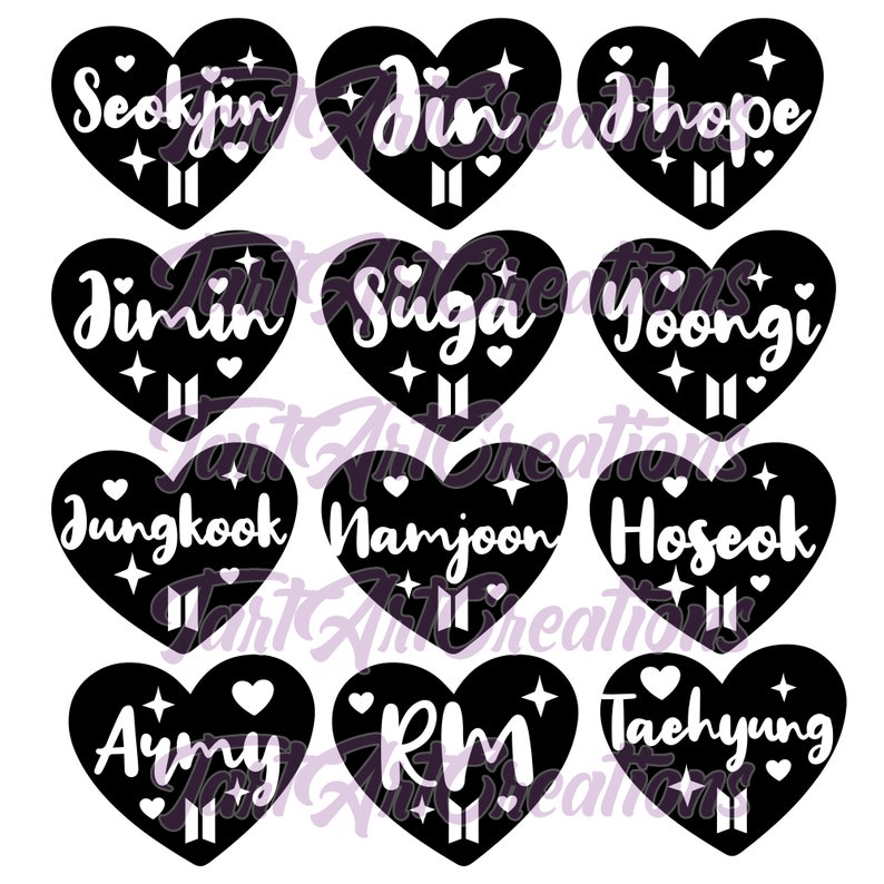 BTS Members Names BUNDLE Svg Cut File for Cricut Silhouette | Etsy UK