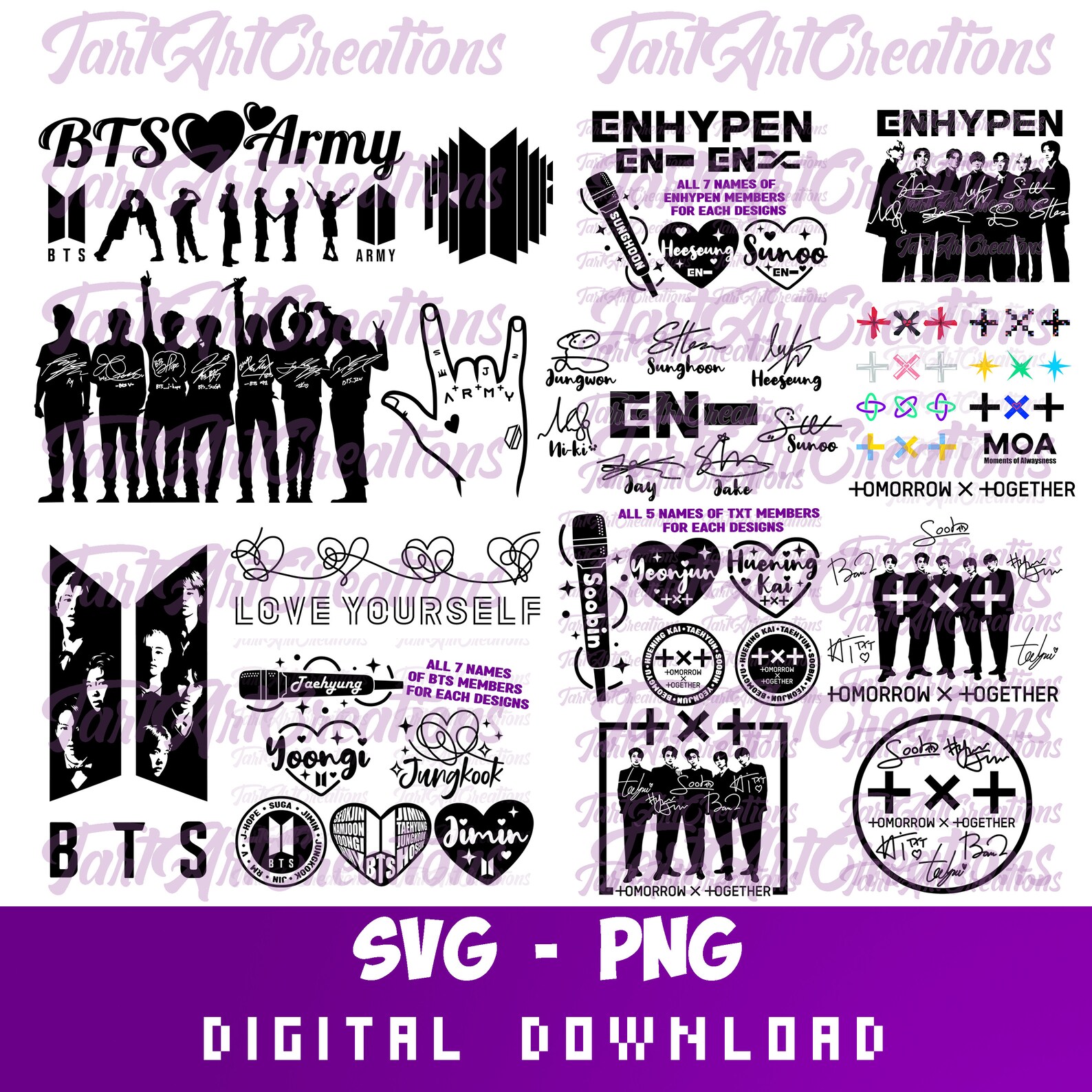 TXT BTS ENHYPEN Super Bundle Svg Cut File for Cricut - Etsy
