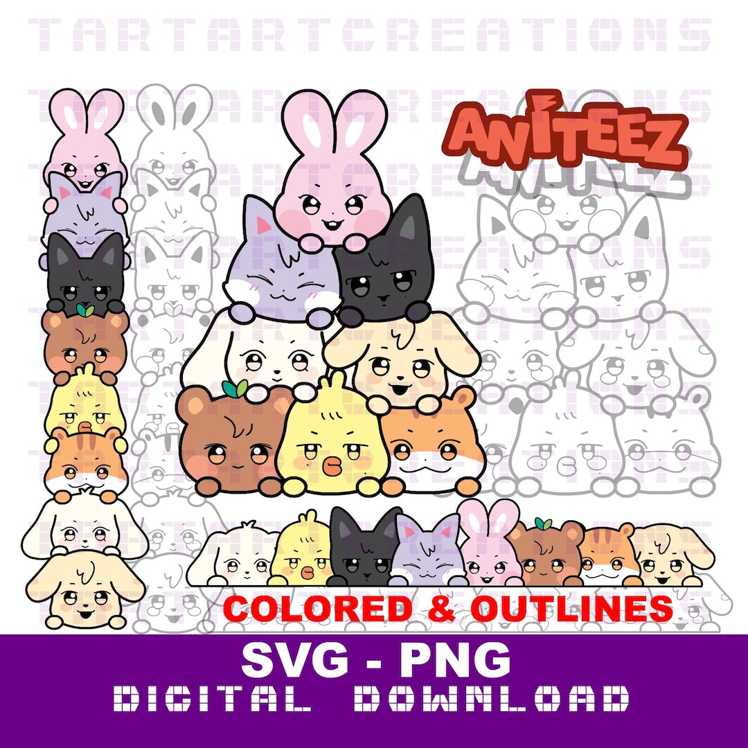 ANITEEZ Stacked Characters SVG Cut File: Kpop Ateez (digital Download ...