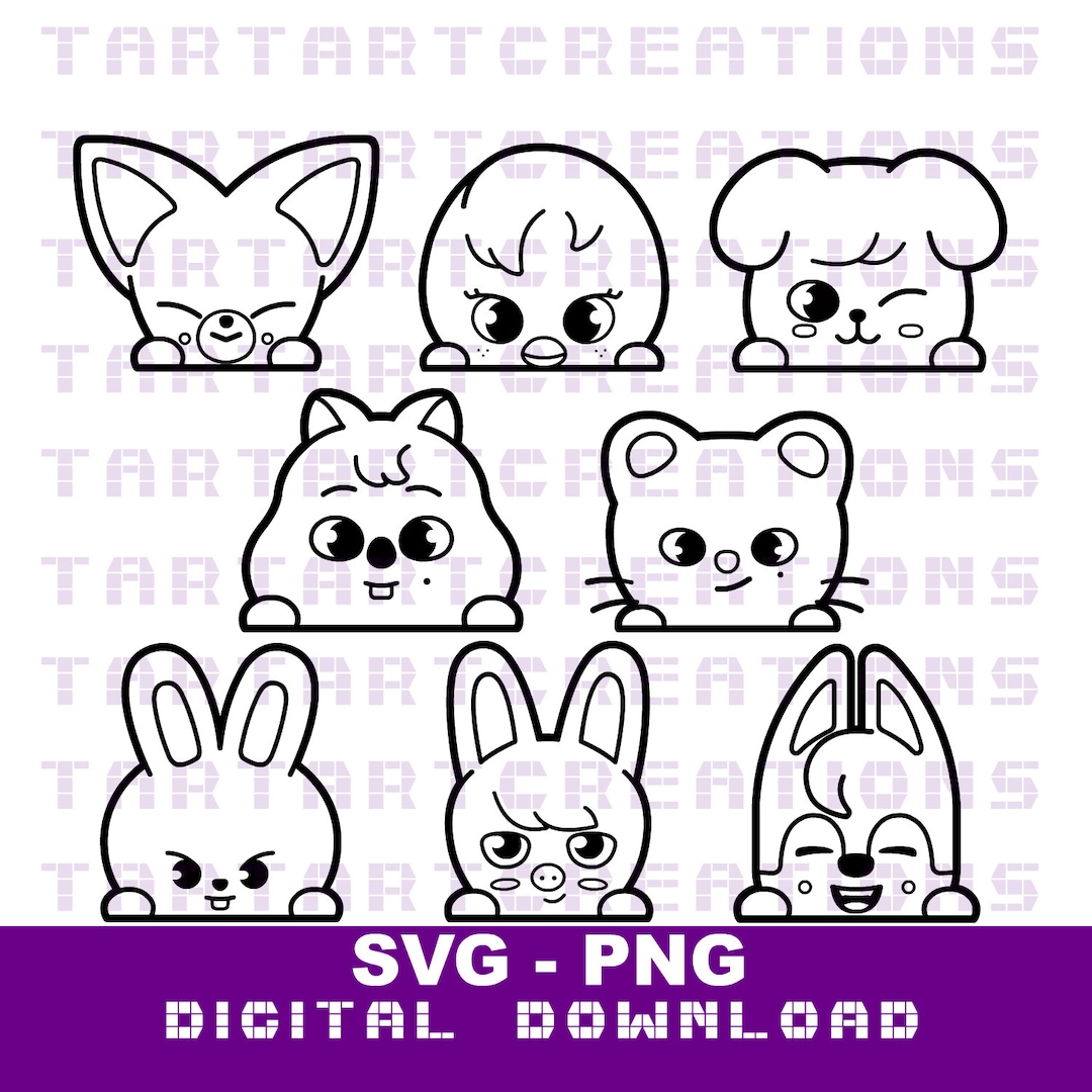 SKZOO Heads Peeking SVG Cut File for Cricut, Stray Kids, Silhouette ...